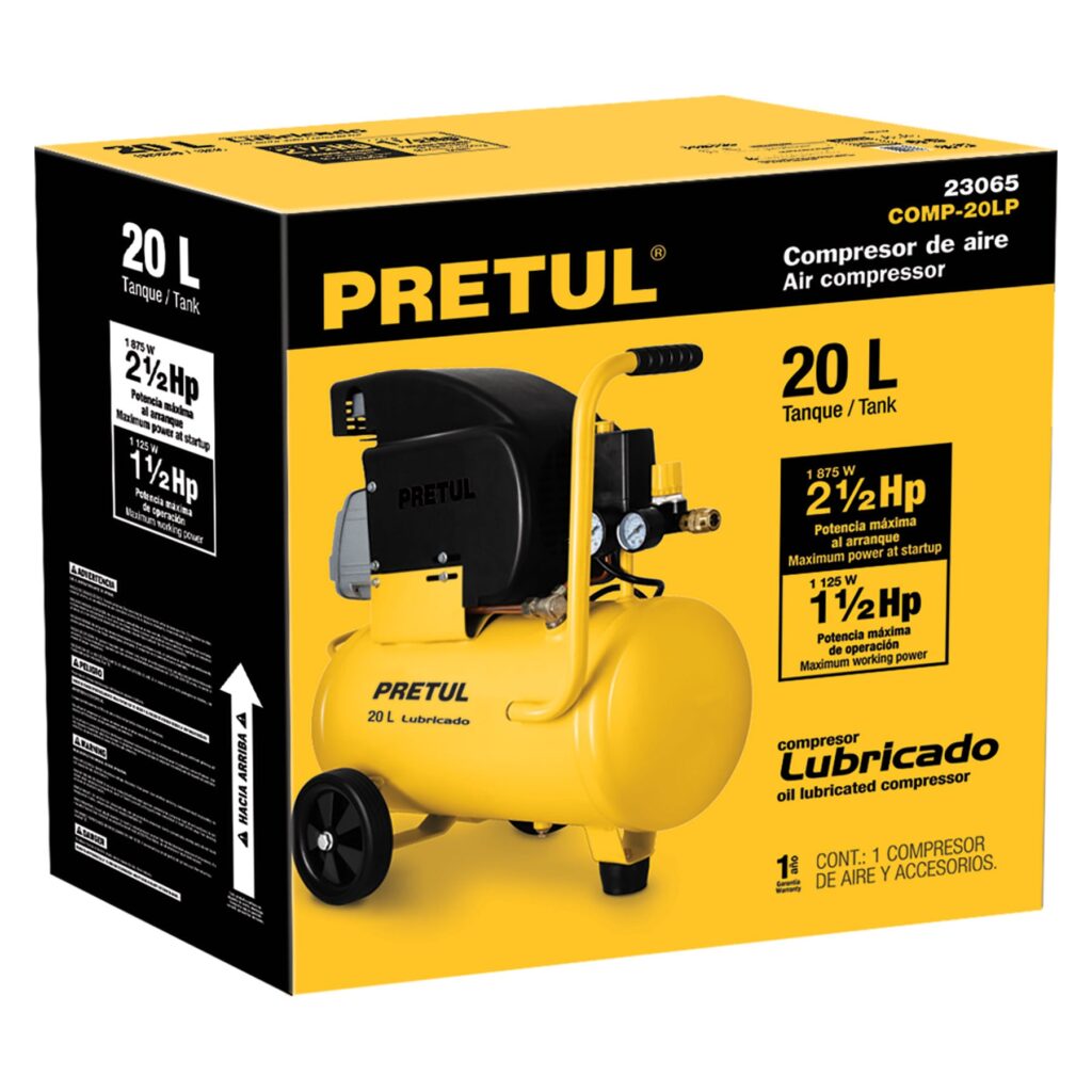 Compresor Lubricado 20 Litros y 116 PSI PRETUL® - TorniLand®